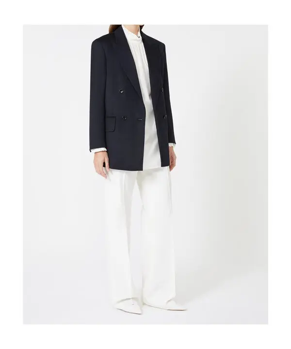 Max Mara Straight Gabardine Wool Trousers - White
