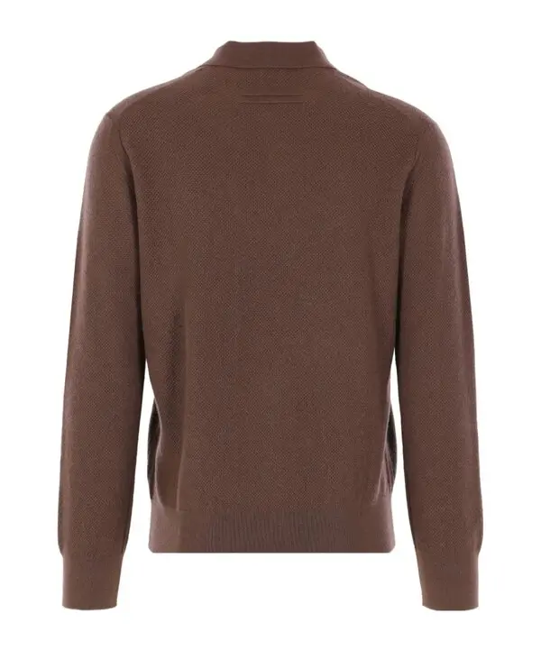Zegna Long Sleeve Knitted Jumper With Open Collar