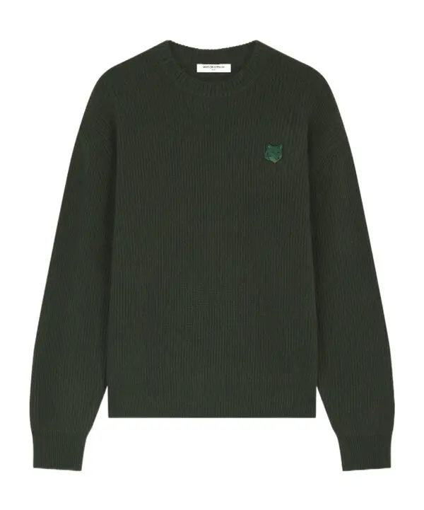 Maison Kitsuné Fox Patch Knitted Jumper - Ranger Green