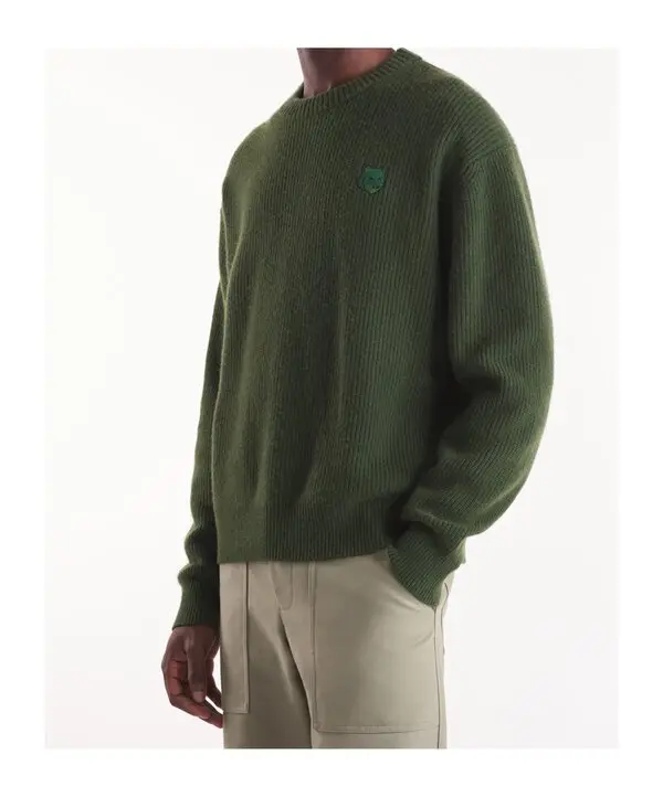 Maison Kitsuné Fox Patch Knitted Jumper - Ranger Green