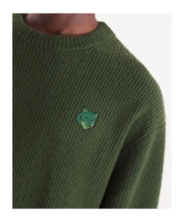 Maison Kitsuné Fox Patch Knitted Jumper - Ranger Green
