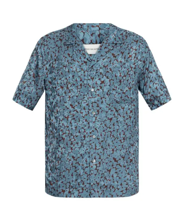 Dries Van Noten Collared Short-sleeved Shirt - Blue