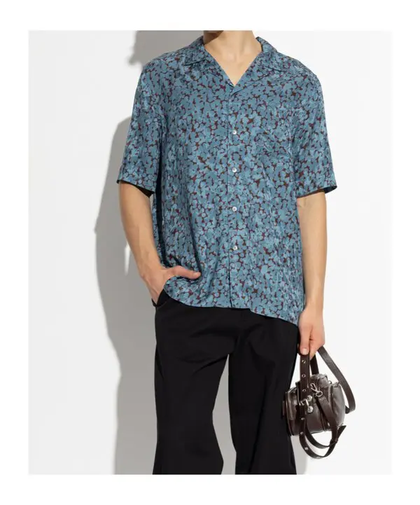 Dries Van Noten Collared Short-sleeved Shirt - Blue