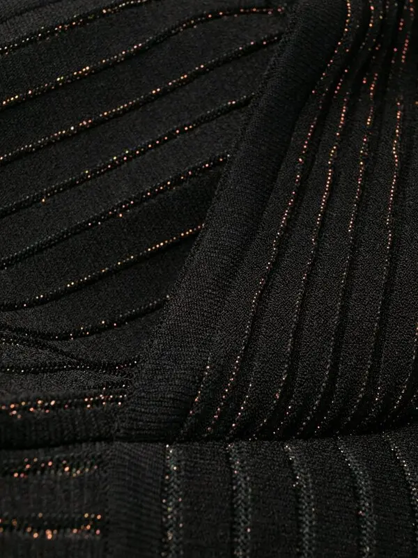 Balmain V-neck Ribbed Knit Mini Dress