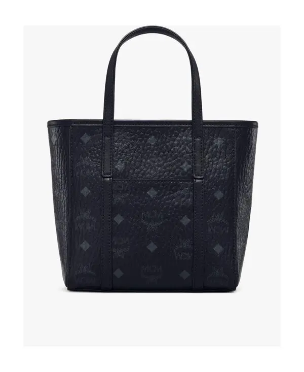 Mcm Logo Plaque Small Tote Bag - Black