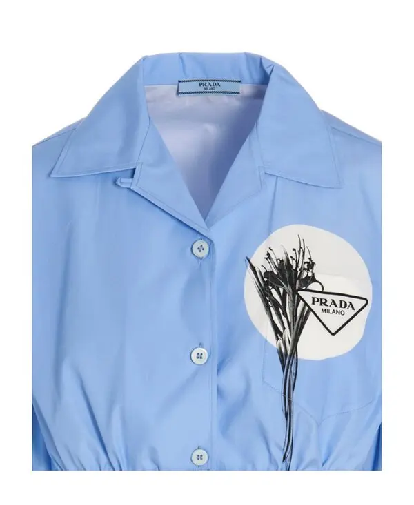Prada Cropped Floral Print Shirt
