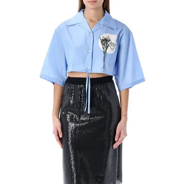 Prada Cropped Floral Print Shirt