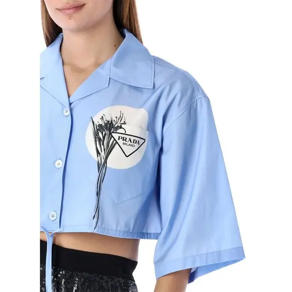 Prada Cropped Floral Print Shirt