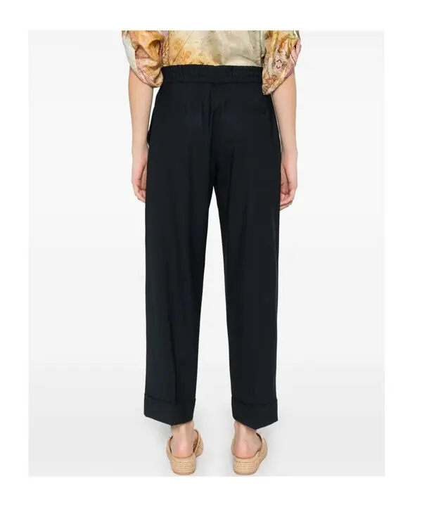 P.a.r.o.s.h Black Pressed-crease Trousers - Navy