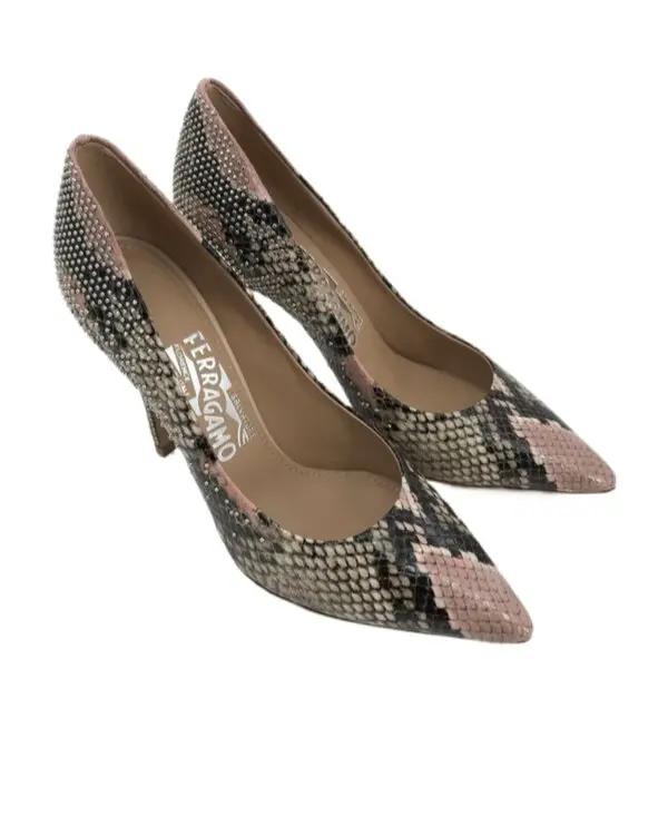 FERRAGAMO Embellished Snakeskin Stiletto Pumps