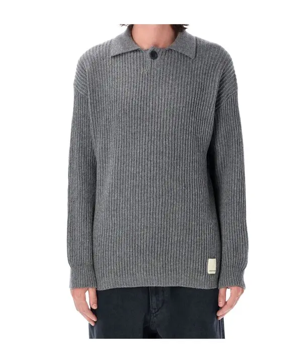 Emporio Armani Fisherman's Knit Long Sleeve Polo Shirt