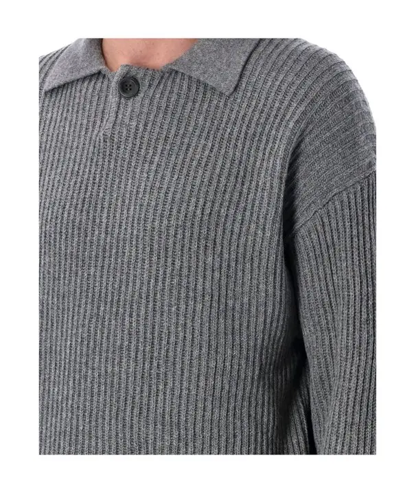 Emporio Armani Fisherman's Knit Long Sleeve Polo Shirt