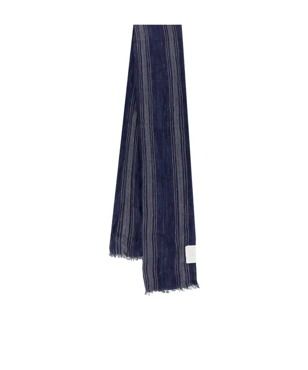 Brunello Cucinelli Stripe Frayed Edge Scarf - Blue