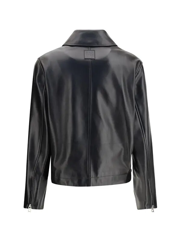 Loewe Elasticated Zipped Leather Jacket - Black