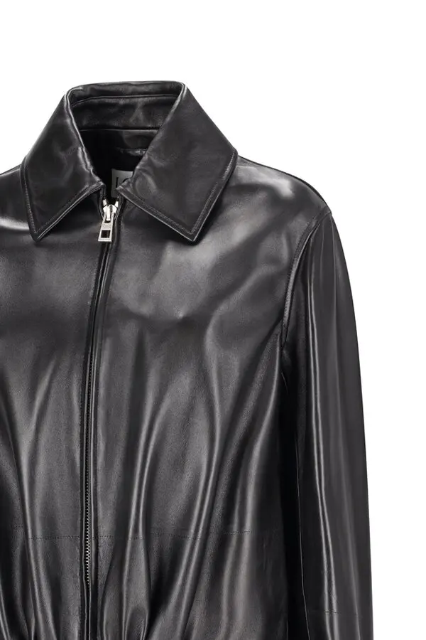 Loewe Elasticated Zipped Leather Jacket - Black