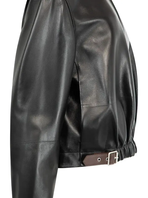 Loewe Elasticated Zipped Leather Jacket - Black