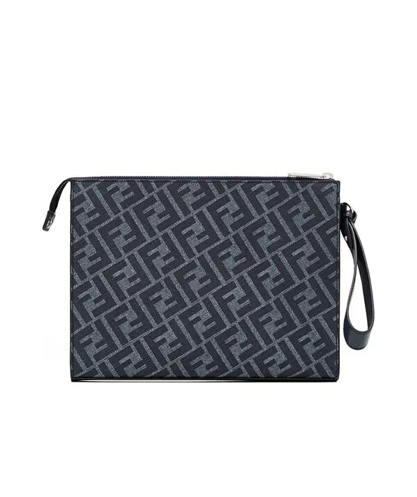 Fendi Ff Jacquard Panelled Zipped Clutch Bag