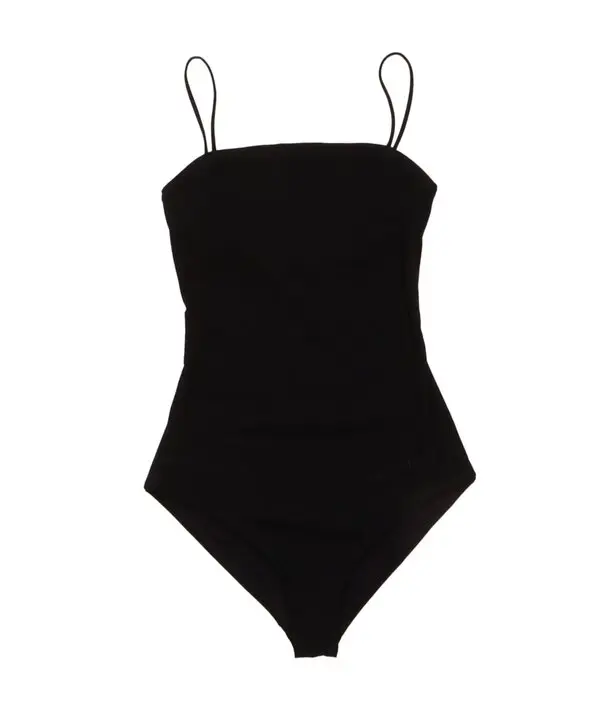 JIL SANDER Logo-embroidered Square Neck Swimsuit - Black