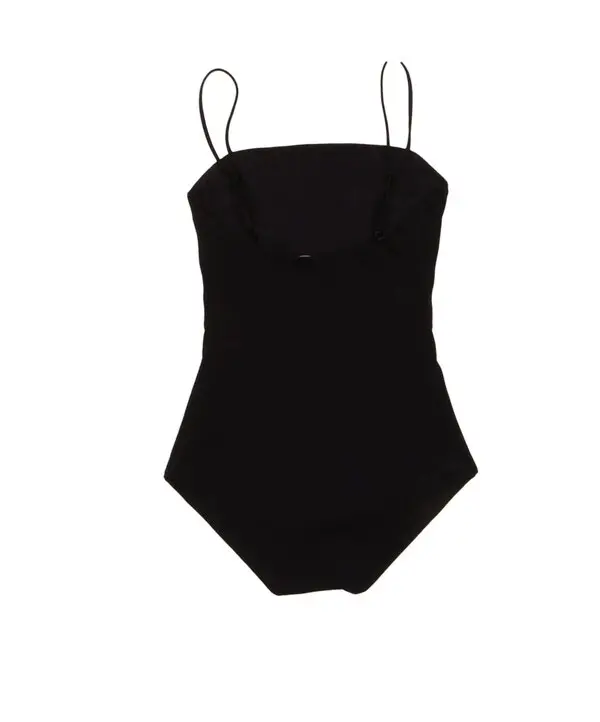 JIL SANDER Logo-embroidered Square Neck Swimsuit - Black
