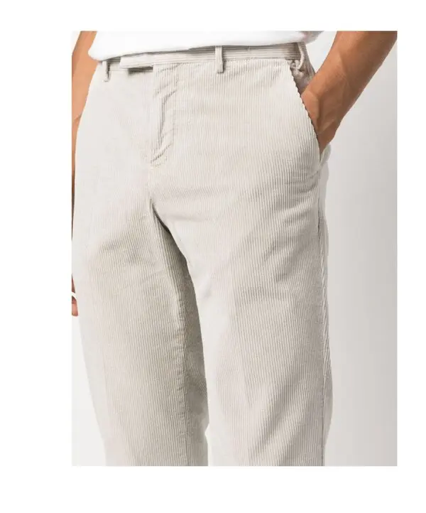 PT TORINO Corduroy Slim-cut Trousers - White
