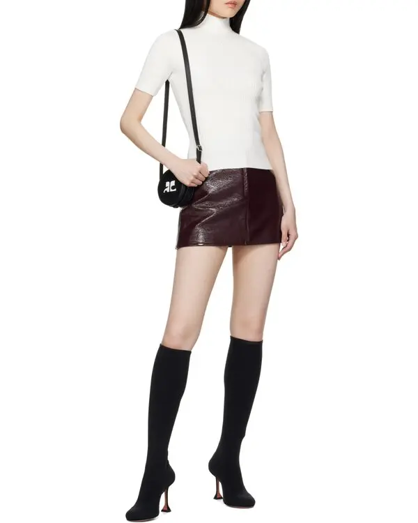 COURREGES Courrèges Ribbed Knit Funnel Neck Short-sleeved Jumper - White