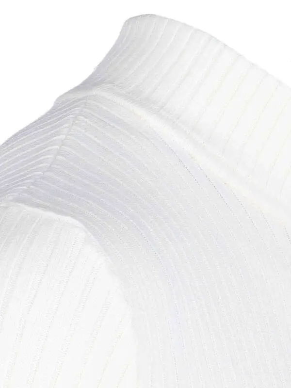 COURREGES Courrèges Ribbed Knit Funnel Neck Short-sleeved Jumper - White