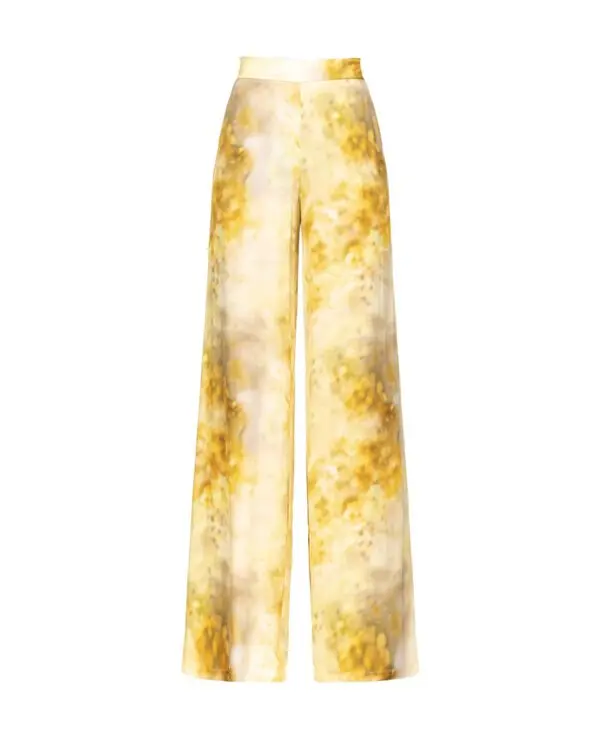 Pinko Faded Floral Wide Leg Palazzo Trousers - Nude