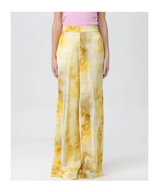 Pinko Faded Floral Wide Leg Palazzo Trousers - Nude