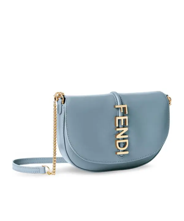 Fendi Fendigraphy Logo Lettering Chain-linked Wallet - Light Blue