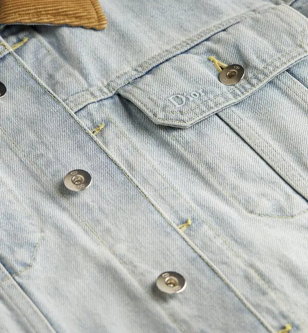 Dior Denim Jacket With Corduroy Collar - White