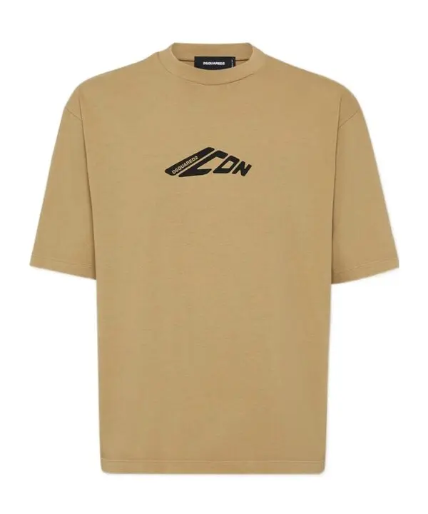 Dsquared2 Icon Logo Printed Crewneck T-shirt - Khaki