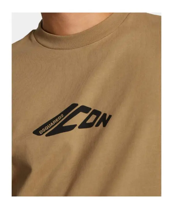 Dsquared2 Icon Logo Printed Crewneck T-shirt - Khaki