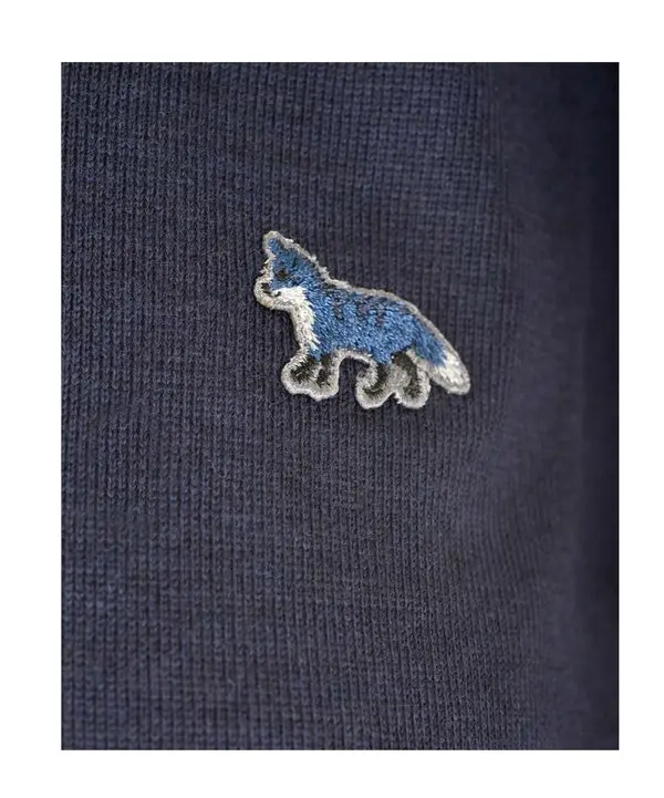 Maison Kitsuné Wool Round Neck Sweater With Embroidered Baby Fox