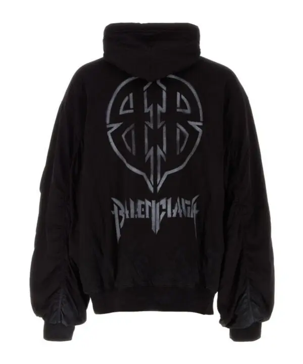 Balenciaga Logo Printed Drawstring Hoodie
