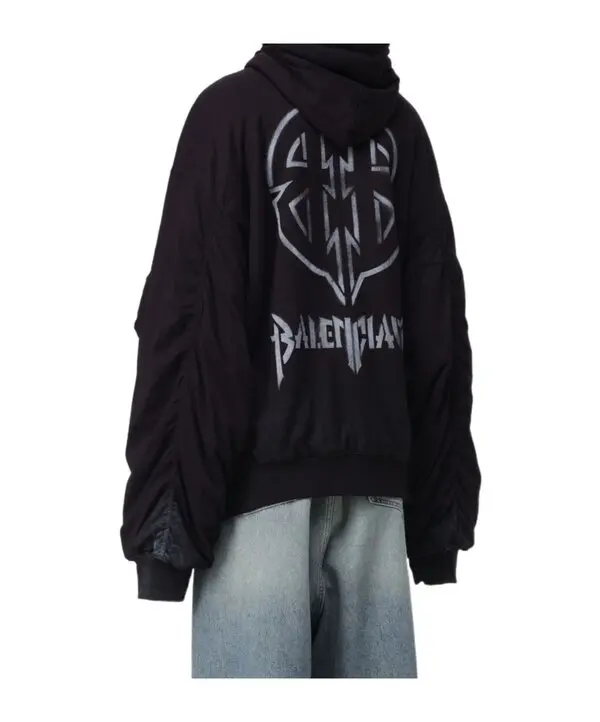 Balenciaga Logo Printed Drawstring Hoodie