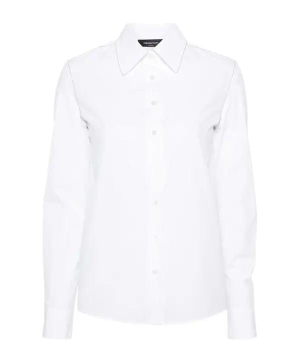 Fabiana Filippi Long Sleeve Shirt With Beaded Edge - White