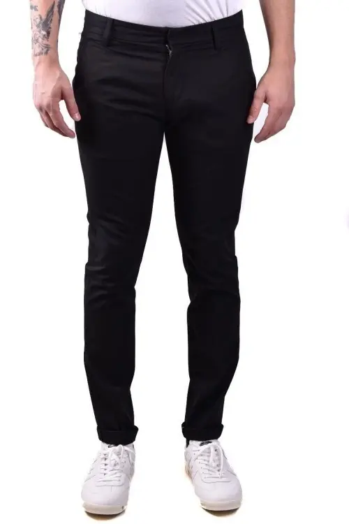 DONDUP Turn-up Tapered Trousers - Black