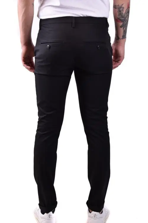 DONDUP Turn-up Tapered Trousers - Black