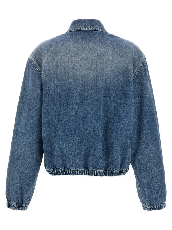 Prada Zip-up Denim Jacket With Trimmed Pockets