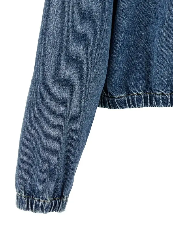 Prada Zip-up Denim Jacket With Trimmed Pockets