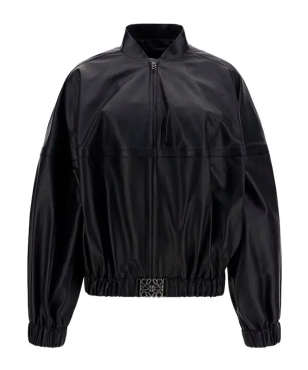 Loewe Nappa Leather Bomber Jacket With Anagram Clasp - Black