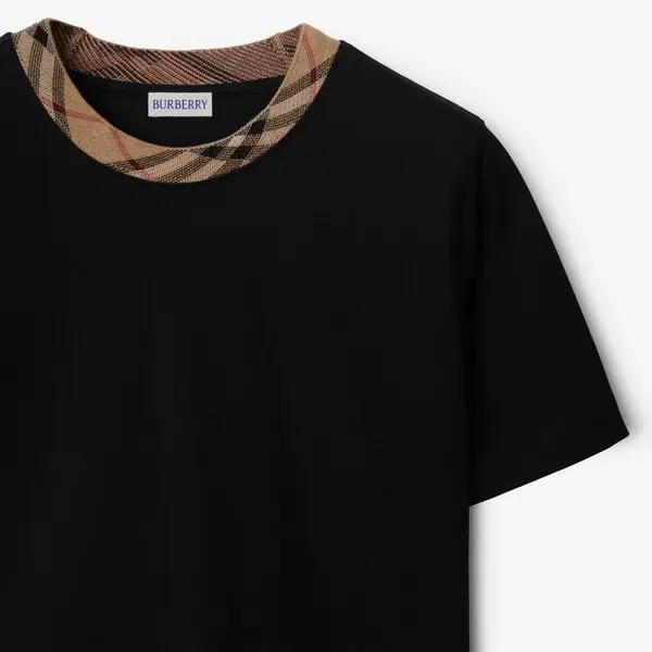 Burberry Checked Trim Crewneck T-shirt