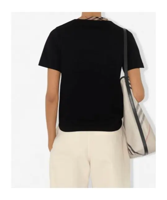 Burberry Checked Trim Crewneck T-shirt