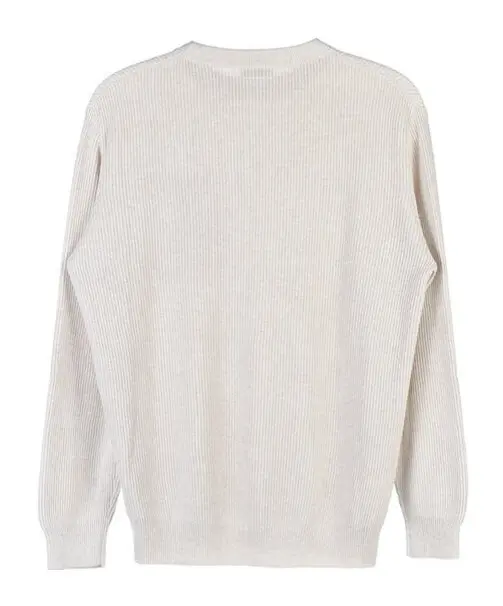 Brunello Cucinelli Long Sleeve Ribbed Knit Sweater With Pocket Detail