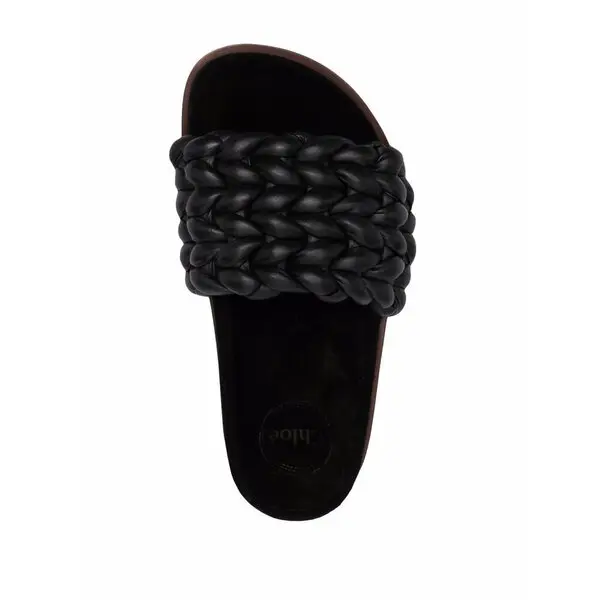 Chloé Braided Logo Slide Sandals