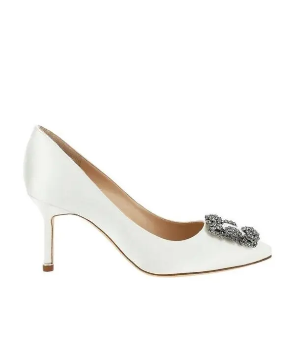Manolo Blahnik Hangisi Embellished Satin Pumps