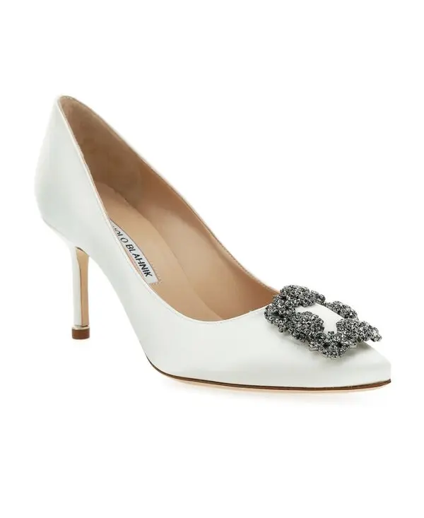 Manolo Blahnik Hangisi Embellished Satin Pumps