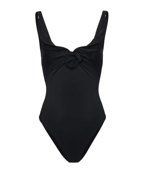 Magda Butrym Ruched Floral Detail Swimsuit - Black