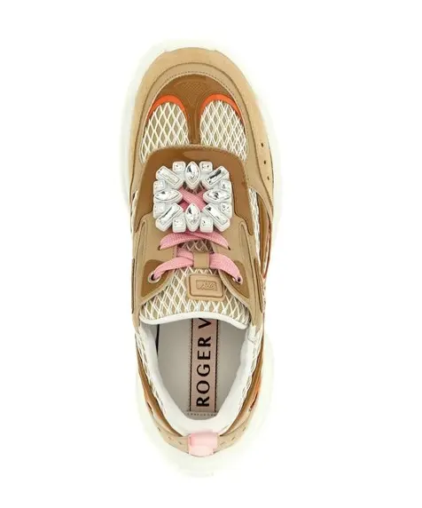 ROGER VIVIER Viv On The Run Sneakers With Crystal Buckle