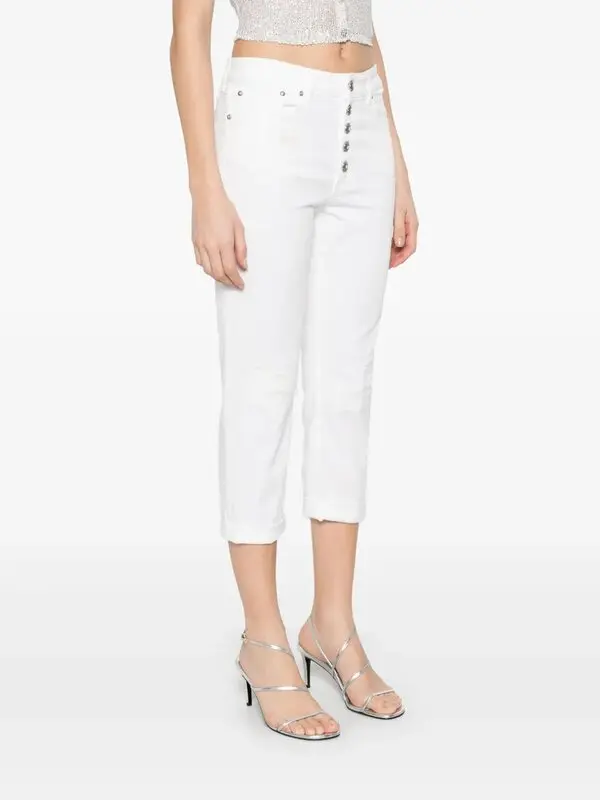 DONDUP Single-breasted Button-up Denim Trousers - White